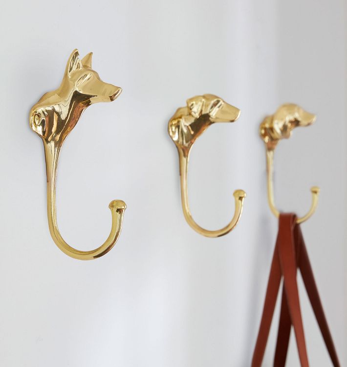 Cast Brass Dog Hook | Rejuvenation