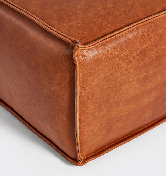 Grant Rectangular Leather Ottoman | Rejuvenation