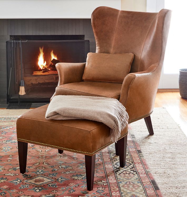 Clinton Modern Wingback Leather Chair | Rejuvenation