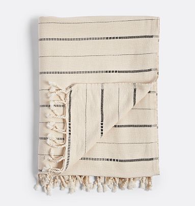 Natural & Black Thin Striped Throw | Rejuvenation