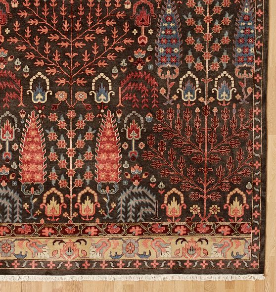 Alderwood Charcoal & Pink Hand-Knotted Rug | Rejuvenation