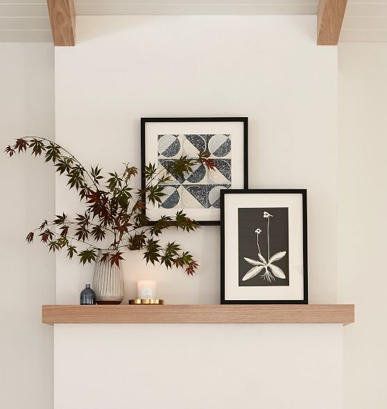 Framed Black & White Contrast Plant Block Print Wall Art | Rejuvenation