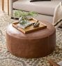 Britton Leather 36" Round Ottoman | Rejuvenation
