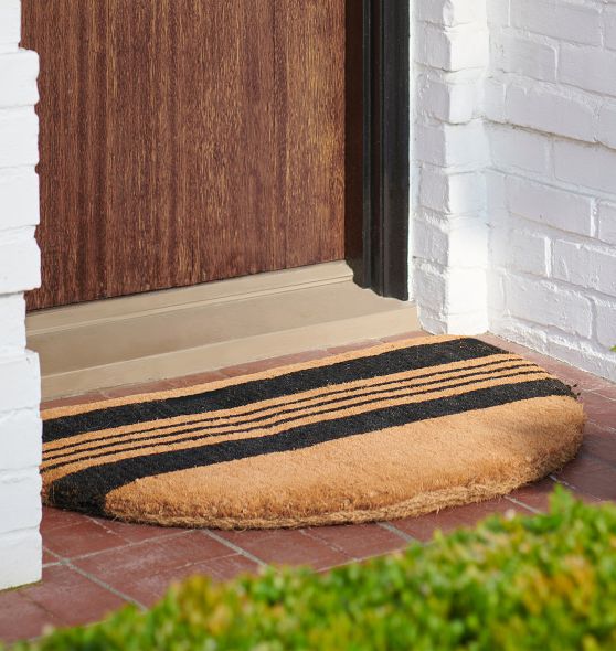 Horizontal Stripe Coir Doormat - Half Round | Rejuvenation