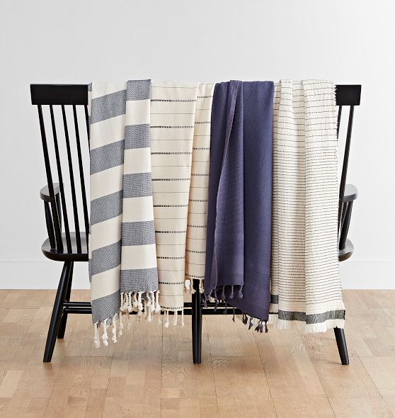 Natural & Black Thin Striped Throw | Rejuvenation