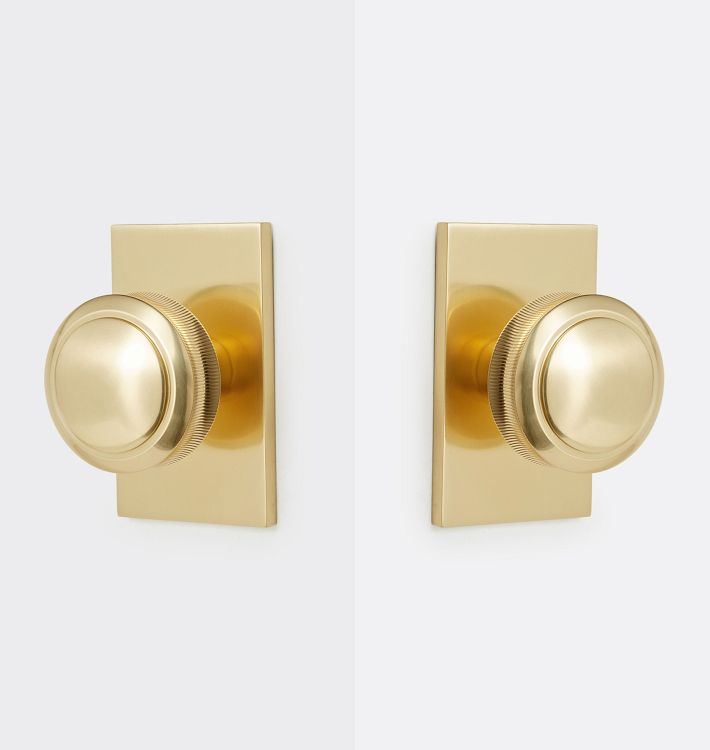 Rigdon Brass Knob Tube Latch Interior Door Set, Rectangular Backplate ...