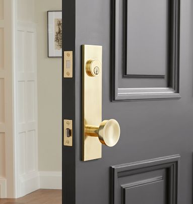 Richmond Brass Knob Exterior Door Hardware Tube Latch Set | Rejuvenation