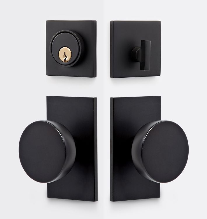 Tumalo Brass Knob Tube Latch Interior Door Set, Rectangular Backplate ...