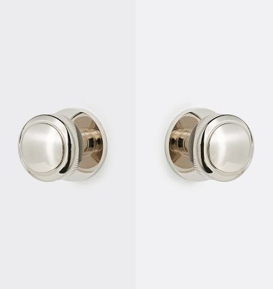 Rigdon Brass Knob Tube Latch Interior Door Set, Round Backplate ...