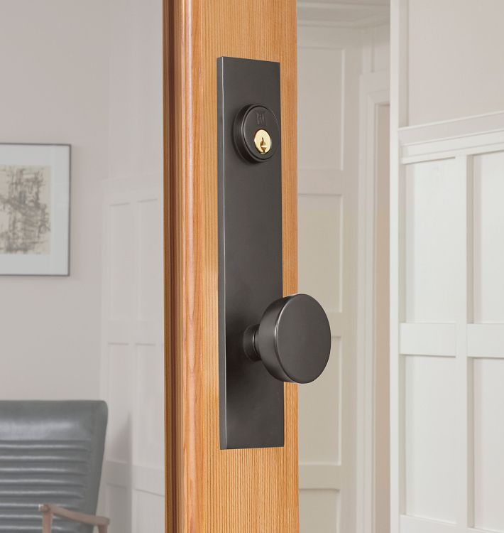 Tumalo Brass Knob Exterior Door Hardware Tube Latch Set | Rejuvenation