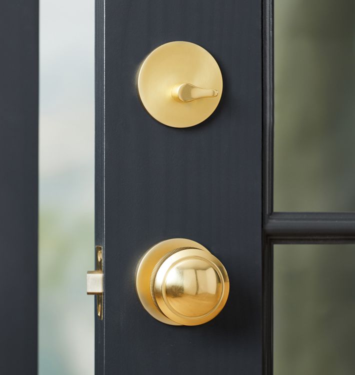 Rigdon Brass Knob Tube Latch Interior Door Set, Round Backplate ...