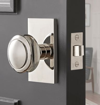 Rigdon Brass Knob Tube Latch Interior Door Set, Rectangular Backplate ...