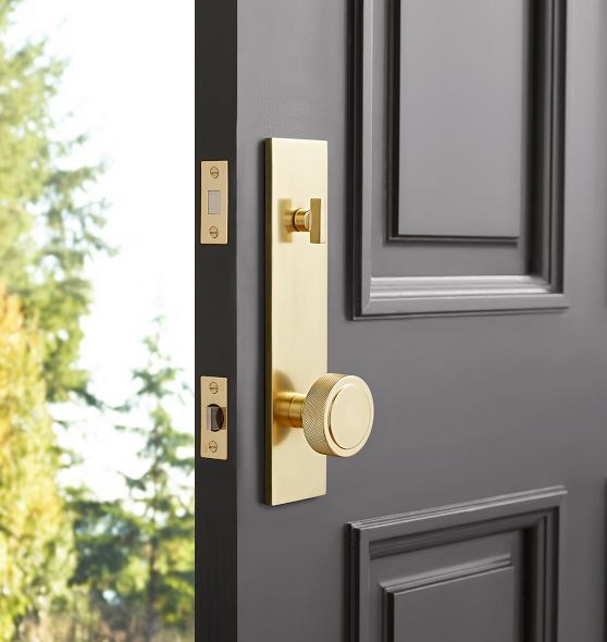 Trask Brass Knob Exterior Door Hardware Tube Latch Set | Rejuvenation