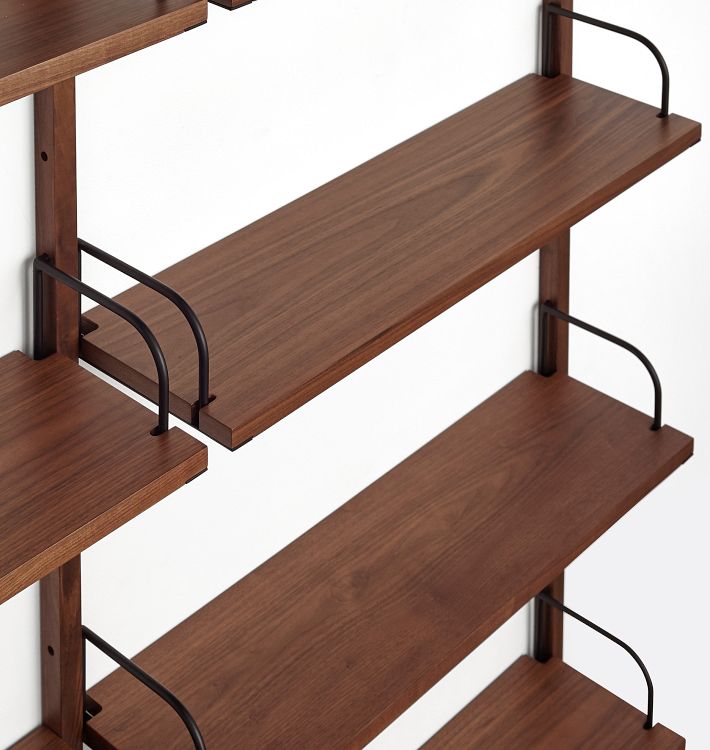 Hart Modular Walnut Double Shelving Unit with Cabinet | Rejuvenation