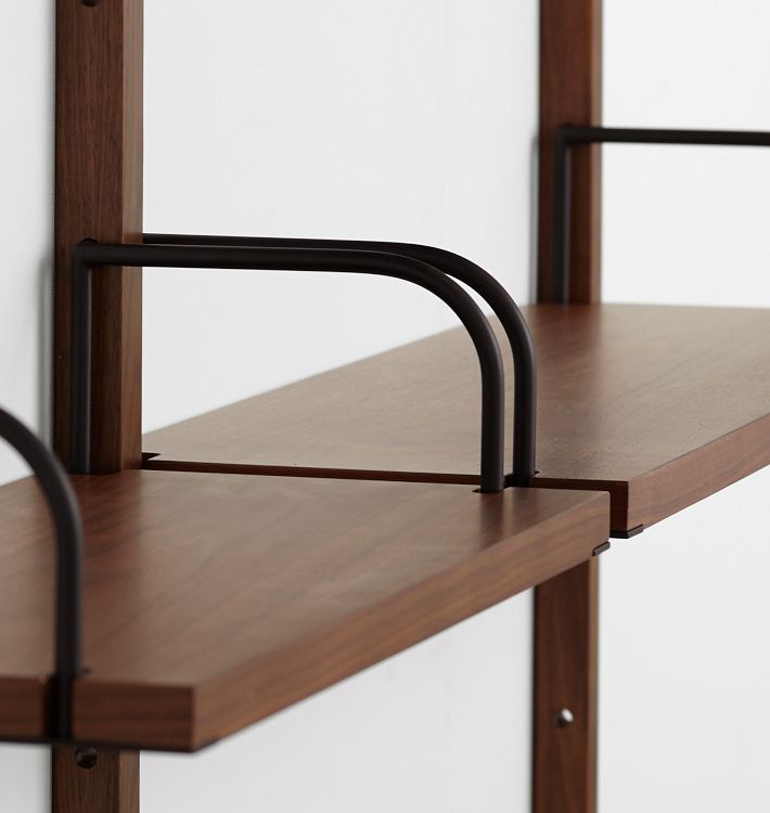 Hart Modular Walnut Double Shelving Unit with Cabinet | Rejuvenation