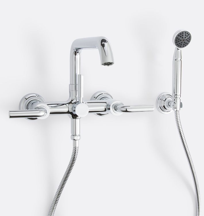 Descanso Smooth Lever Wall Mounted Tub Filler With Handshower ...