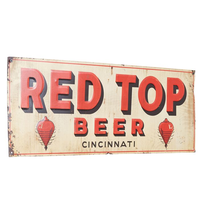 Embossed Steel Red Top Beer Sign | Rejuvenation