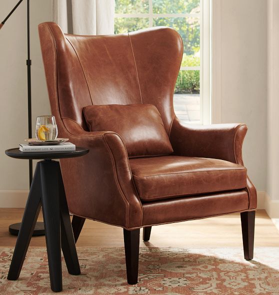 Clinton Modern Wingback Leather Chair | Rejuvenation