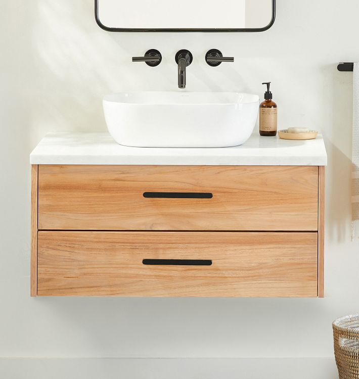 Geneva 36" Teak Single Vanity with Vessel Top | Rejuvenation