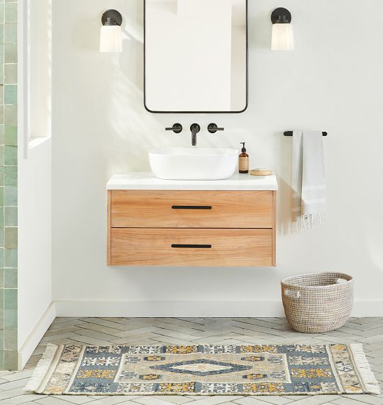 Geneva 36" Teak Single Vanity with Vessel Top | Rejuvenation