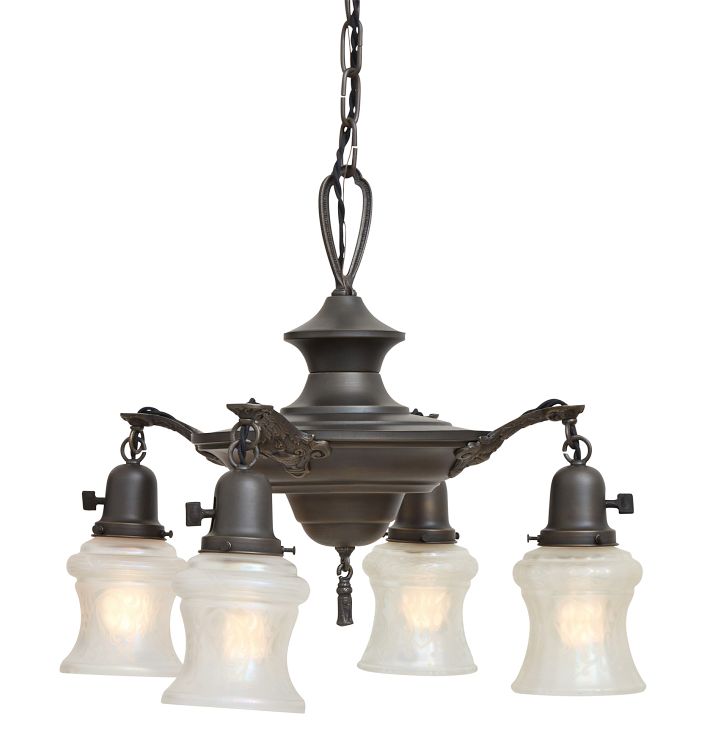 Four Light Classical Revival Pan Chandelier Circa 1930 | Rejuvenation
