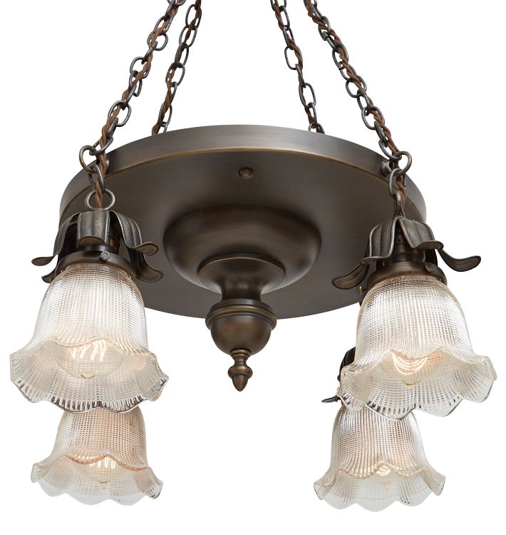 Four-Light Classical Revival Chandelier with Prismatic Petticoat Shades ...