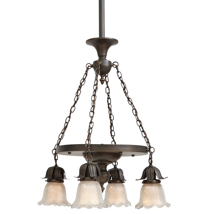 Four-Light Classical Revival Chandelier with Prismatic Petticoat Shades ...