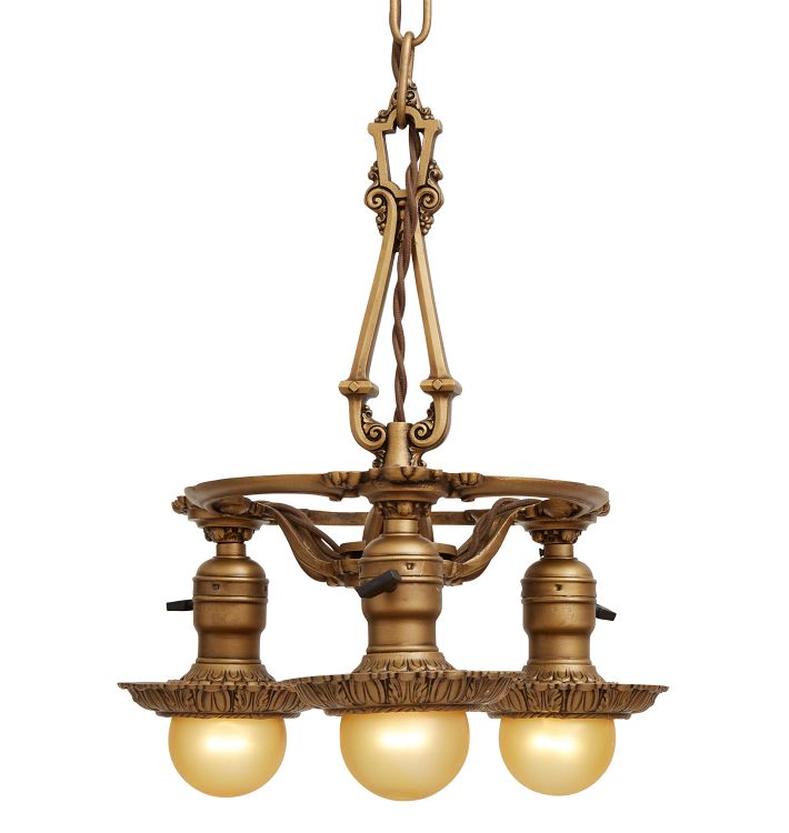 Three-Light Classical Revival Bare Bulb Chandelier | Rejuvenation