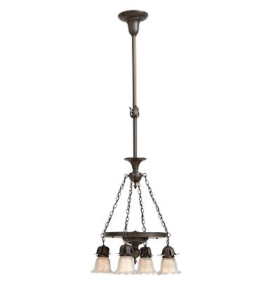 Four-Light Classical Revival Chandelier with Prismatic Petticoat Shades ...