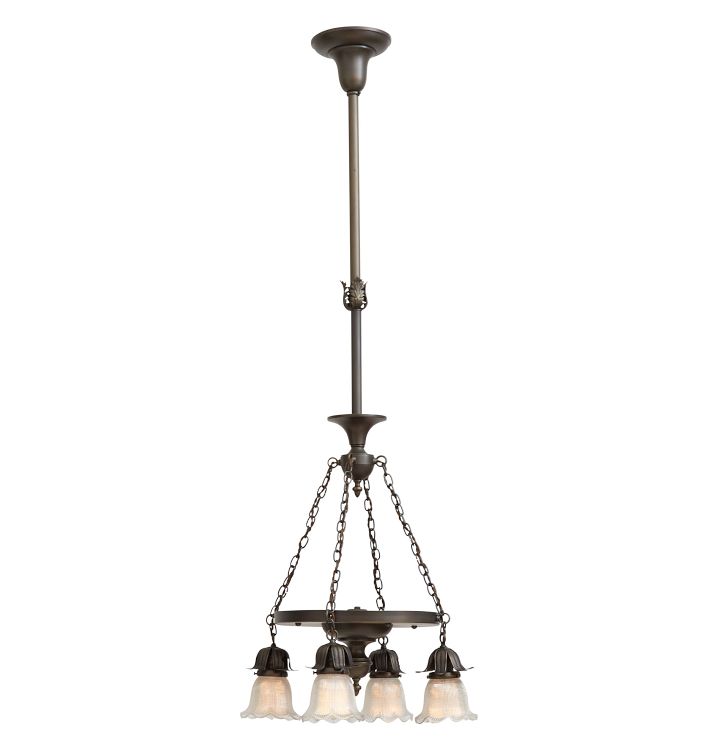 Four-Light Classical Revival Chandelier with Prismatic Petticoat Shades ...