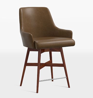 Dexter Swivel Leather Stool | Rejuvenation