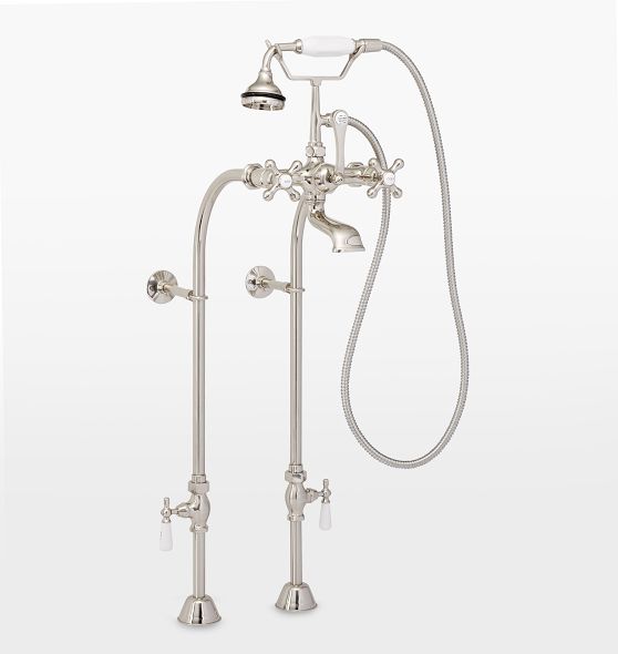 Free Standing Tub Filler with Supply Lines And Shutoffs | Rejuvenation