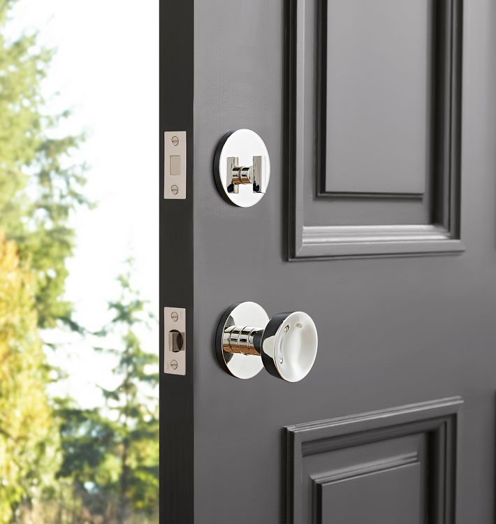 Richmond Brass Knob Tube Latch Interior Door Set, Round Backplate ...