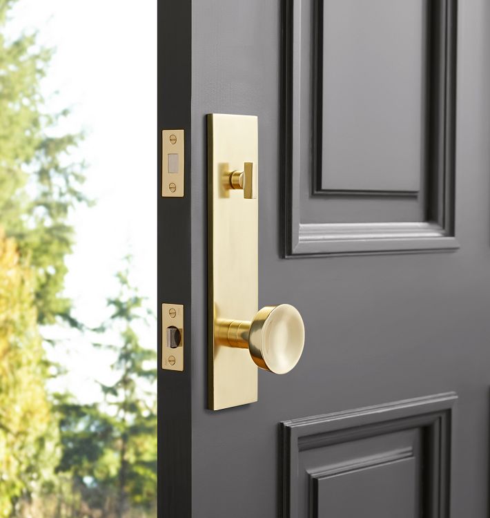 Richmond Brass Knob Exterior Door Hardware Tube Latch Set | Rejuvenation