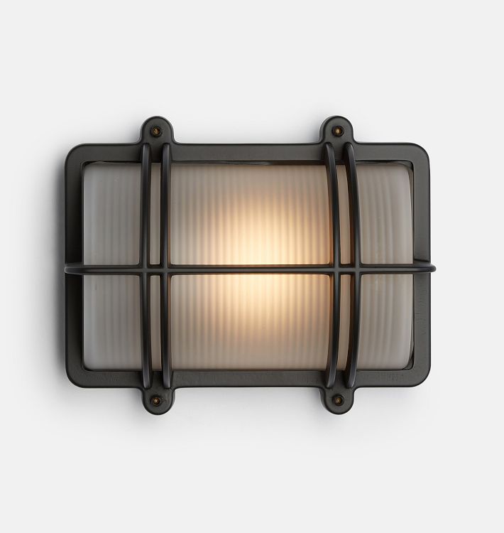 10" Seabeck Cage Rectangle Bulkhead Sconce | Rejuvenation