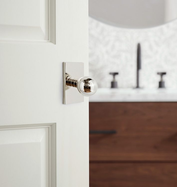 Irving Brass Knob Tube Latch Interior Door Set, Rectangle Backplate ...