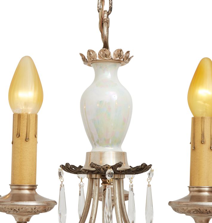 Vintage Classical Revival Silver Plated Candle Chandelier | Rejuvenation