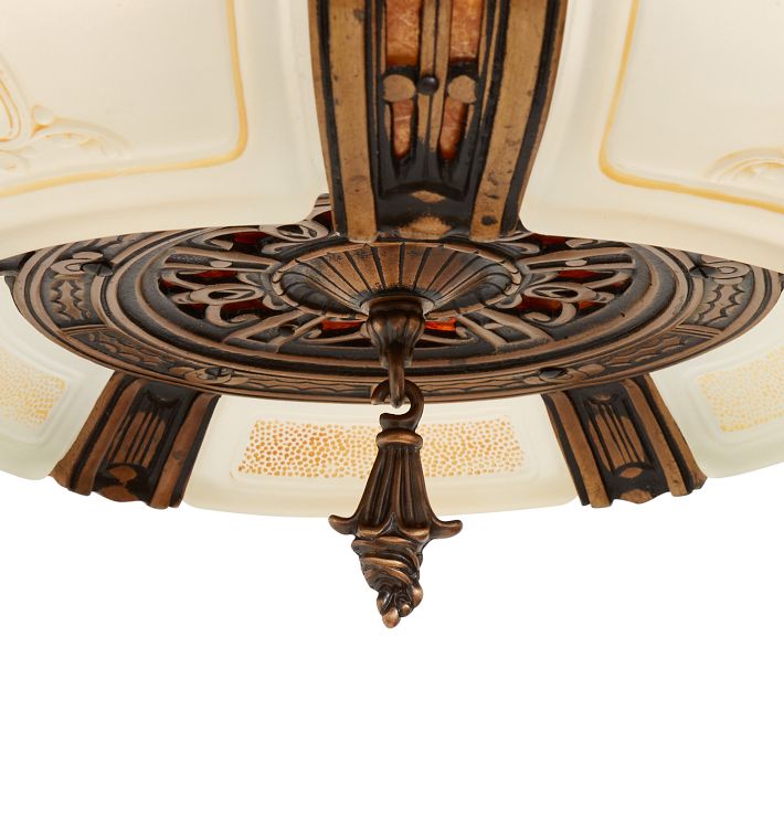 Vintage 5-Light Slipper Shade Chandelier with Mica Accents | Rejuvenation