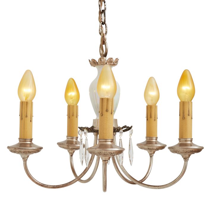 Vintage Classical Revival Silver Plated Candle Chandelier | Rejuvenation