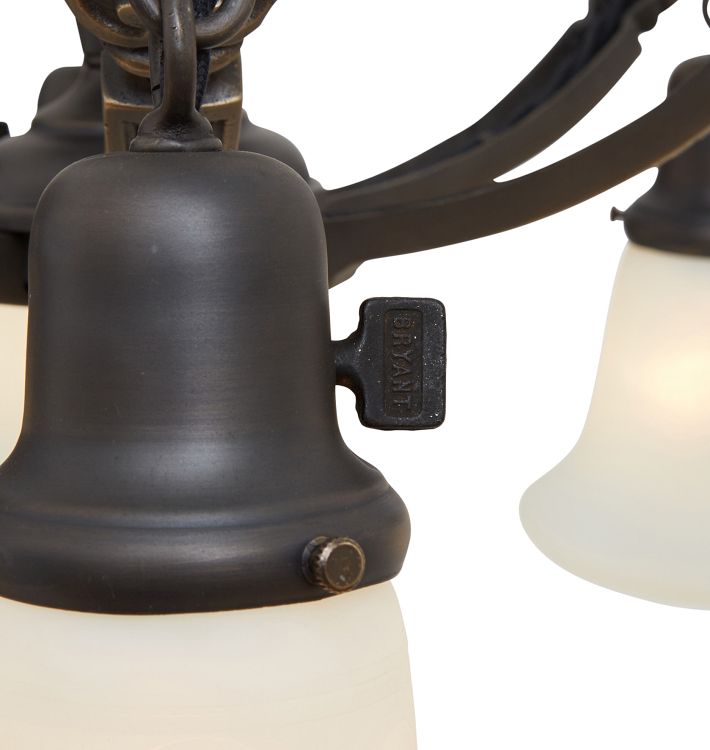 Vintage 6-Light Classical Revival Chandelier with Camphor Glass Bell ...