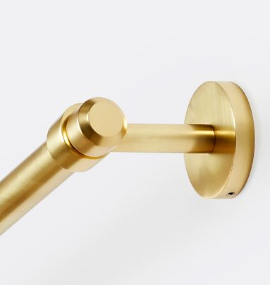 End Cap Adjustable Brass Drapery Rod Set | Rejuvenation