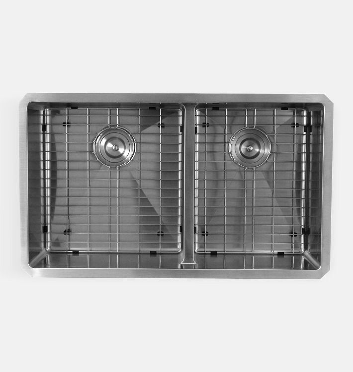 Holt Stainless Steel Double Offset Kitchen Sink | Rejuvenation