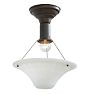 Vintage Semi-Flush Bead Chain Fixture with Geometric Shade | Rejuvenation