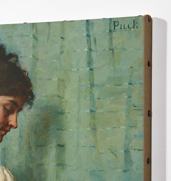 Young Woman With 'Puck' The Dog Reproduction Wall Art Print | Rejuvenation