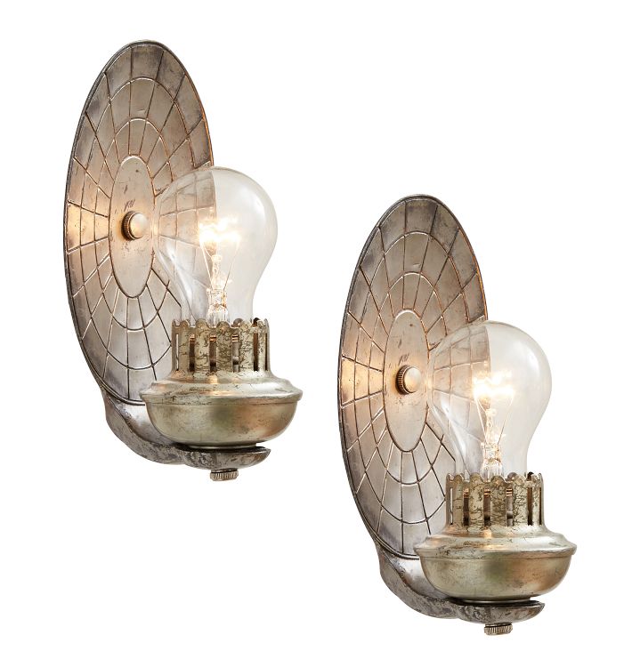 Pair of Vintage Pewter Bare Bulb Sconces | Rejuvenation