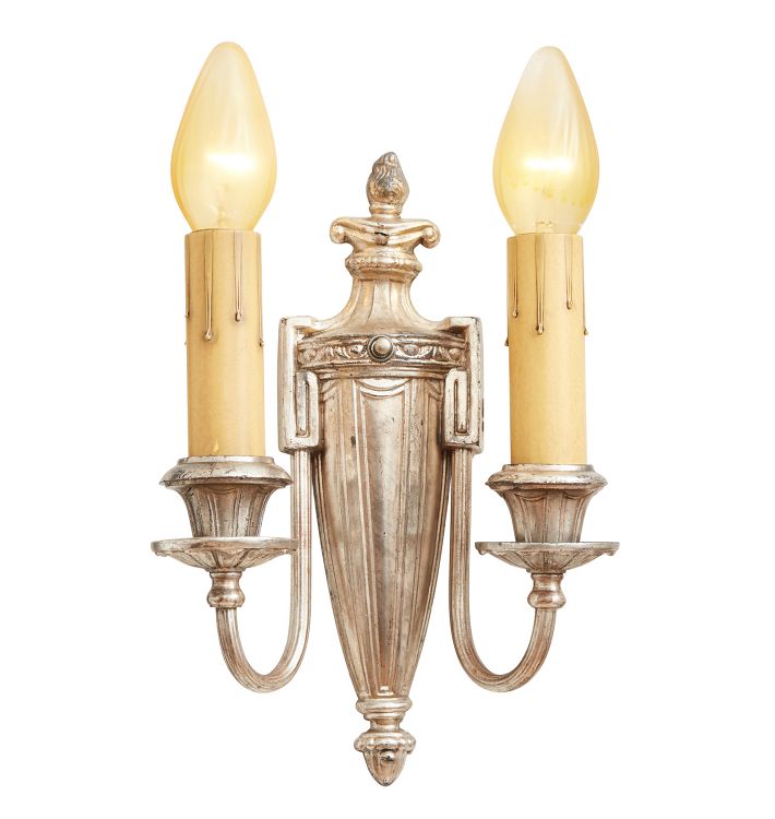 Pair of Vintage Classical Revival Silver Plated Candle Sconces ...