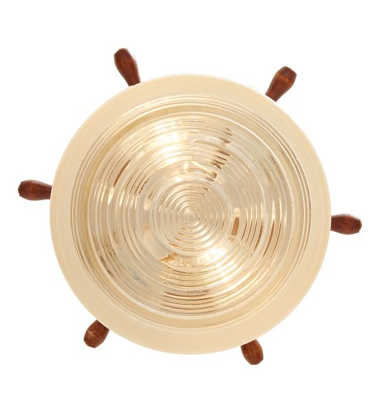 Vintage Mid-Century Nautical-Themed Flush Mount with Fresnel Shade ...