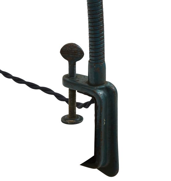 Vintage Clamp-On Gooseneck Lamp with Chrome Socket and Shade | Rejuvenation
