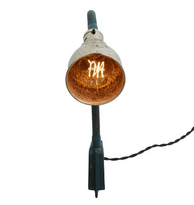 Vintage Clamp-On Gooseneck Lamp with Chrome Socket and Shade | Rejuvenation