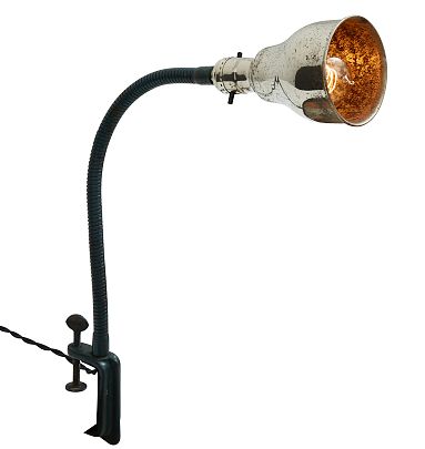 Vintage Clamp-On Gooseneck Lamp with Chrome Socket and Shade | Rejuvenation
